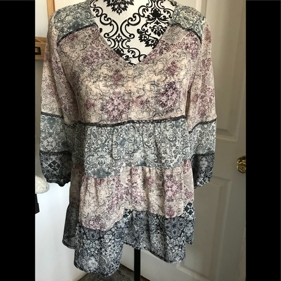 Knox Rose | Tops | Knox Rose Womens Tiered Vneck Boho Top Small | Poshmark